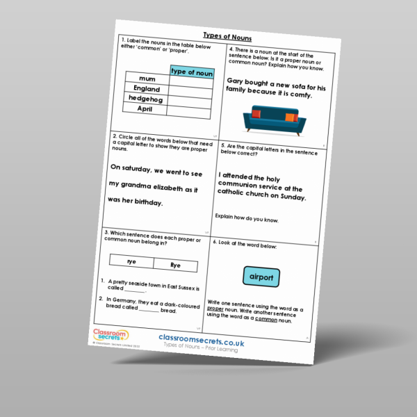 Year 3 Types Of Nouns Prior Learning Resource | Classroom Secrets