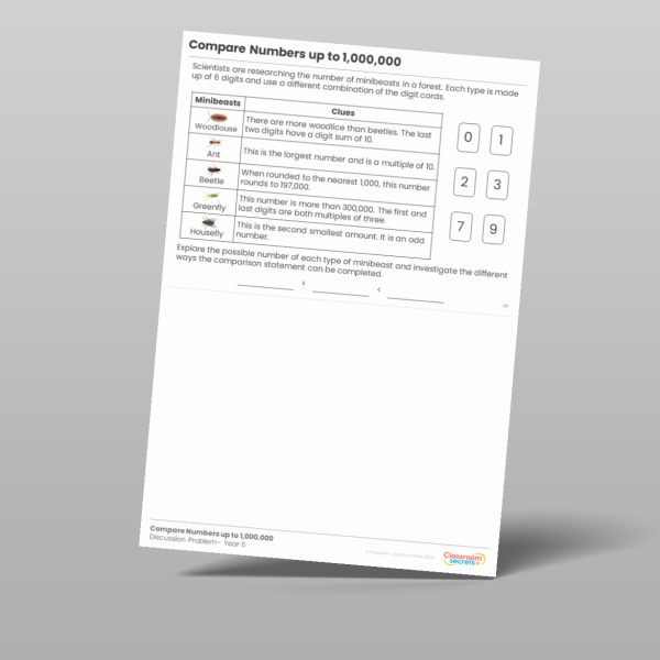 Year 5 Compare Numbers Up To 1 000 000 Discussion Problem Resource ...