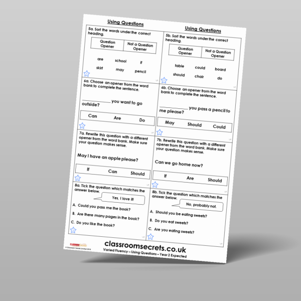 Year 2 Using Questions Varied Fluency Resource | Classroom Secrets