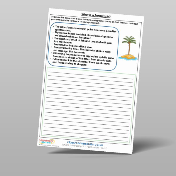 Year 3 What Is A Paragraph Application Resource Classroom Secrets