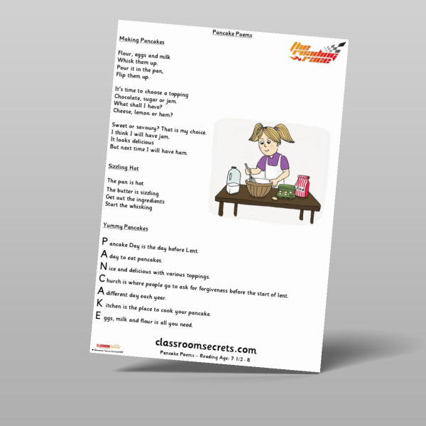 KS1 And Ks2 Pancake Poems Reading Race Resource | Classroom Secrets