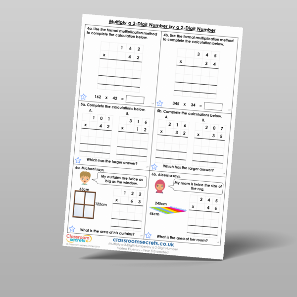 Year 5 Multiply A 3 Digit Number By A 2 Digit Number Varied Fluency ...