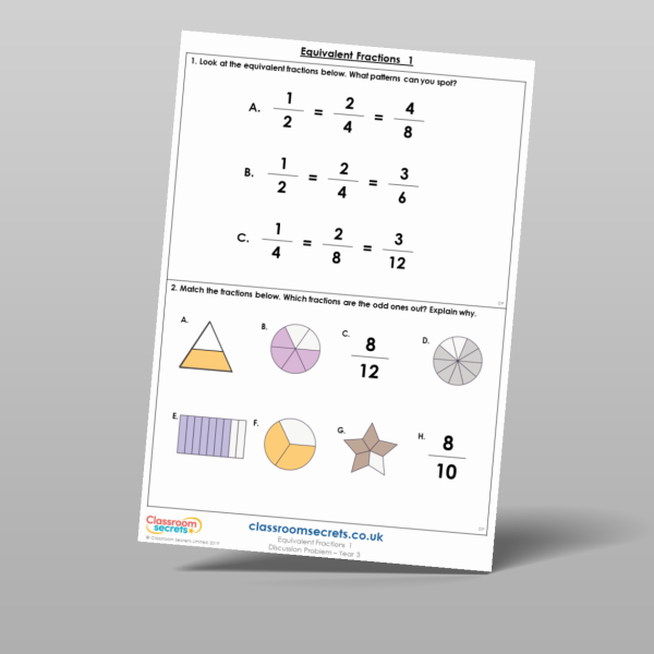 Year 3 Equivalent Fractions 1 Discussion Problem Resource | Classroom ...