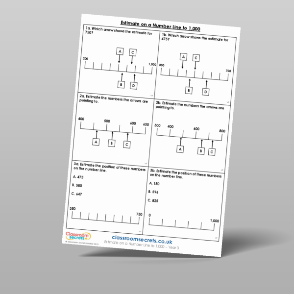 Year 3 Estimate On A Number Line To 1 000 Varied Fluency Resource ...