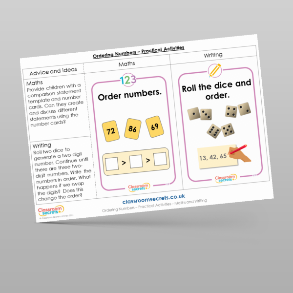Year 1 Ordering Numbers Practical Activities Resource | Classroom Secrets