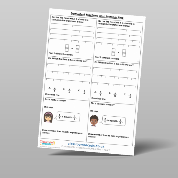 Year 3 Equivalent Fractions On A Number Line Reasoning And Problem ...