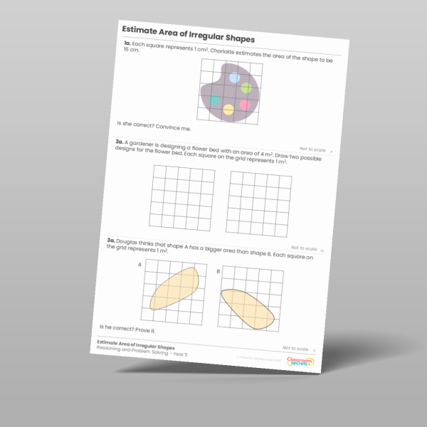 Year 5 Estimate Area Of Irregular Shapes Reasoning And Problem Solving ...