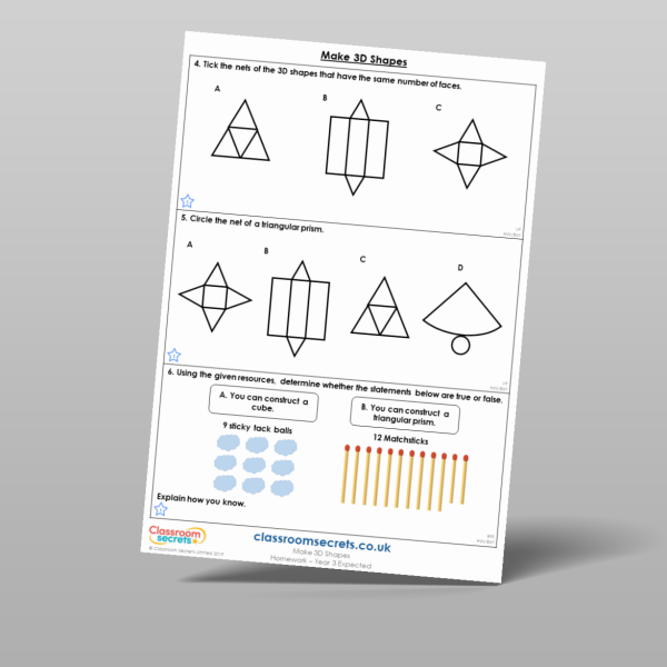 Year 3 Make 3d Shapes Homework Resource | Classroom Secrets