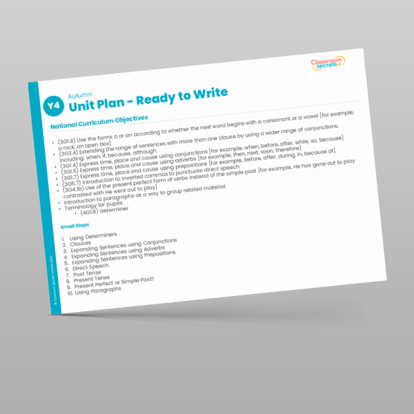 Year 4 Ready To Write Guidance Resource | Classroom Secrets