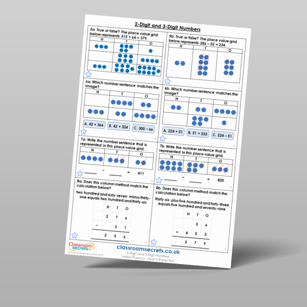 Year 3 2 Digit And 3 Digit Numbers Varied Fluency Resource | Classroom ...