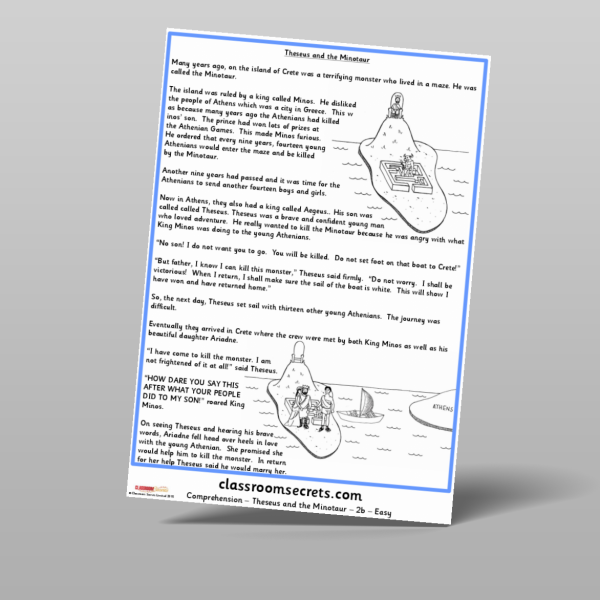 KS2 Theseus And The Minotaur Comprehension Pack Resource | Classroom ...