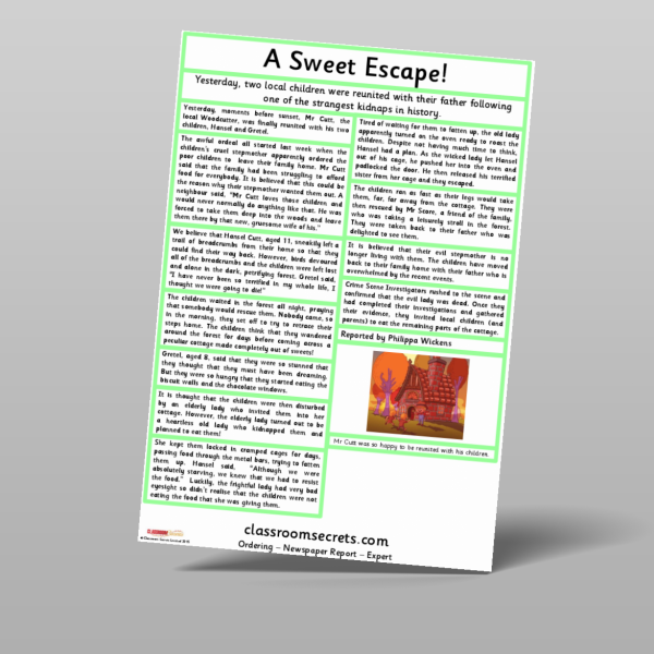 KS2 Ordering A Newspaper Report Resource | Classroom Secrets