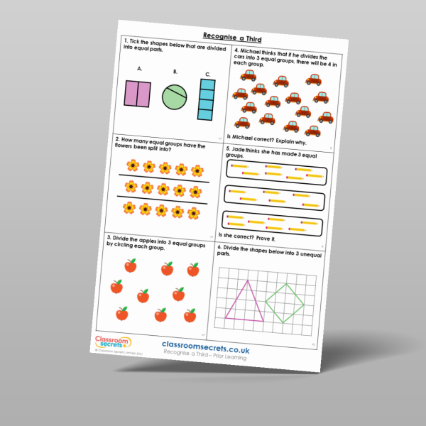 Year 2 Recognise A Third Prior Learning Resource | Classroom Secrets