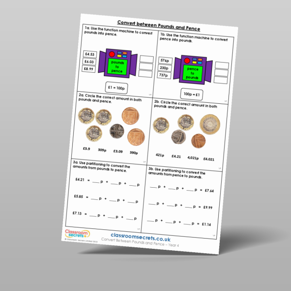 Year 4 Convert Between Pounds And Pence Varied Fluency Resource ...