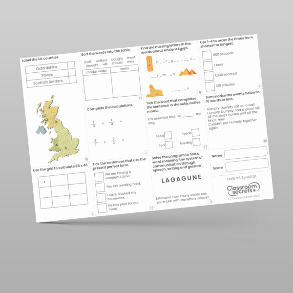 Year 6 Early Morning Work Spring Week 2 Resource | Classroom Secrets