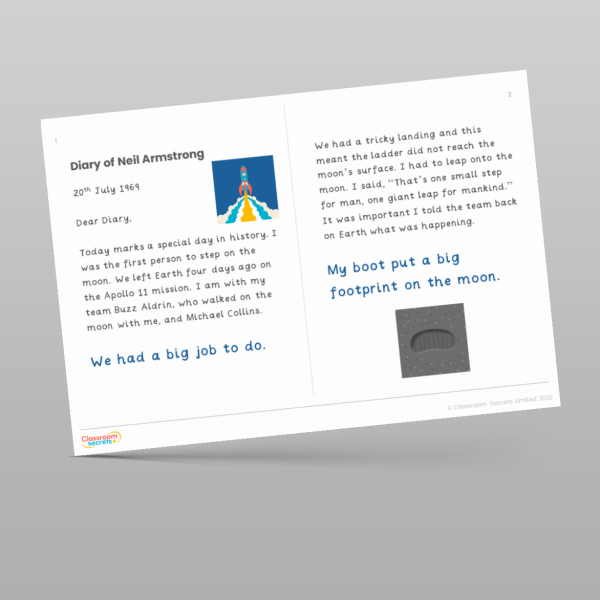 Year 1 Reading Skills Diary Of Neil Armstrong Resource | Classroom Secrets
