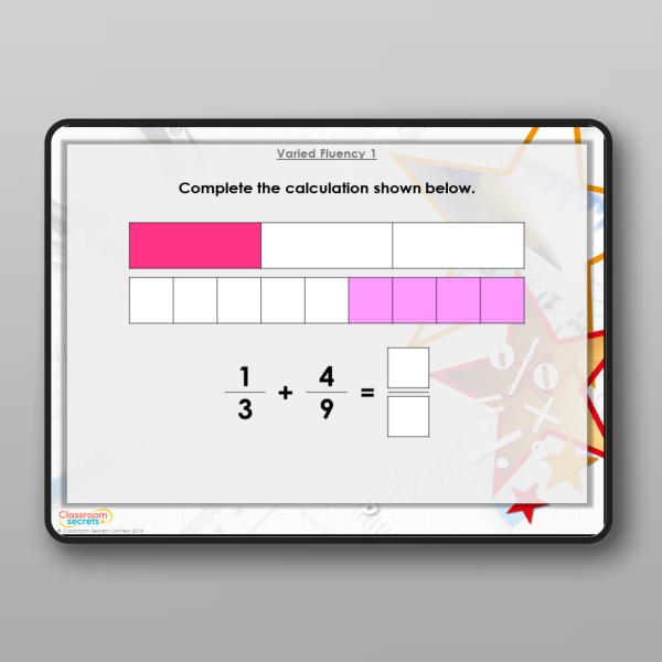 Year 5 Add Fractions Within 1 Modelling Ppt Resource | Classroom Secrets