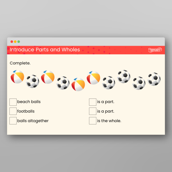 Year 1 Introduce Parts And Wholes Teaching Ppt Resource | Classroom Secrets