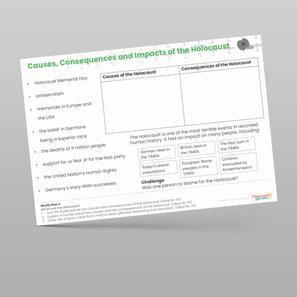 UKS2 What Was The Holocaust Worksheet Resource | Classroom Secrets