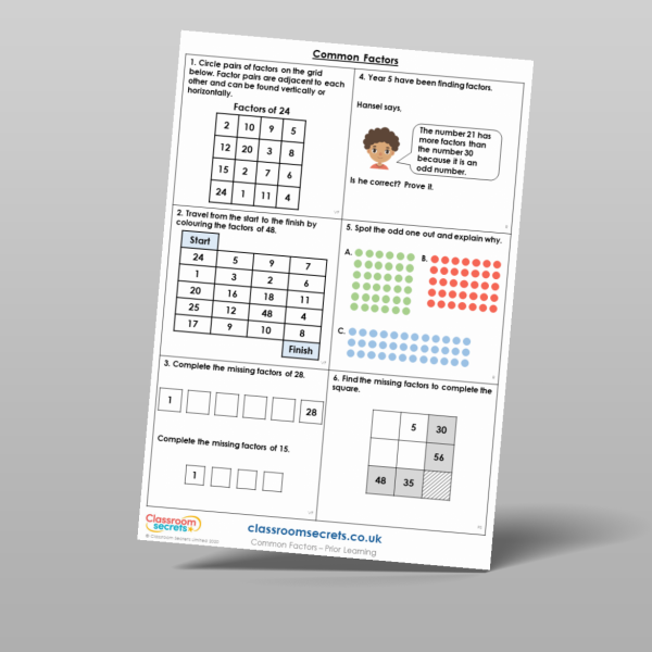 Year 5 Common Factors Pl Resource Classroom Secrets