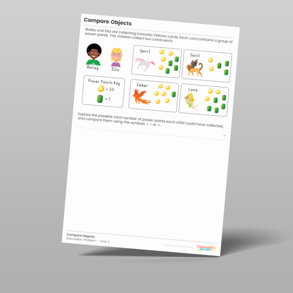 Year 2 Compare Objects Discussion Problem 2 Resource | Classroom Secrets