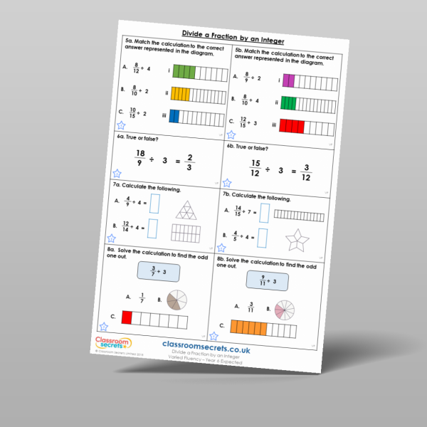 Year 6 Divide A Fraction By An Integer Varied Fluency Resource ...
