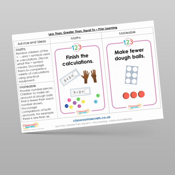 Year 1 Less Than Greater Than Equal To Prior Learning 2 Resource | Classroom Secrets