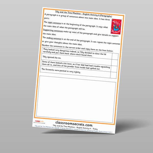 KS2 Tilly And The Time Machine Activity 4 Paragraphs Resource ...