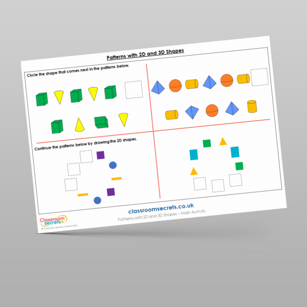 Year 1 Patterns With 2d And 3d Shapes Main Activity Resource ...