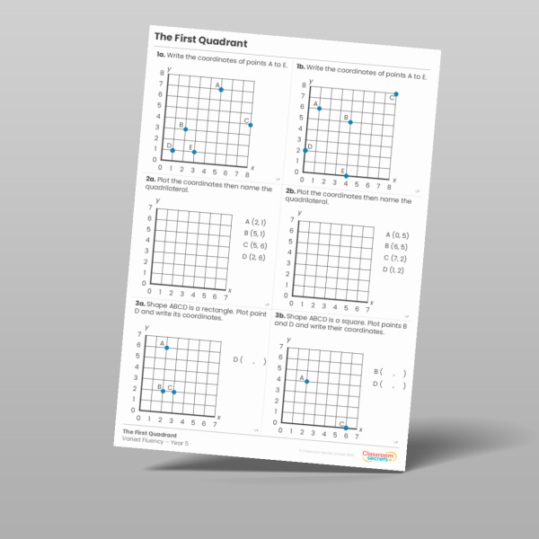 Year 5 The First Quadrant Varied Fluency Resource | Classroom Secrets