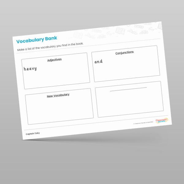 Year 2 Captain Toby Writing Unit Vocabulary Bank Resource | Classroom ...