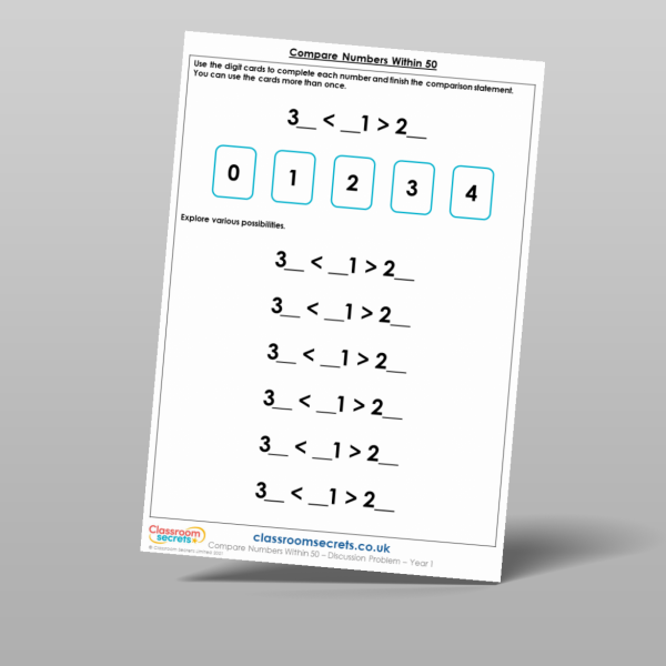 Year 1 Compare Numbers Within 50 Discussion Problem Resource ...