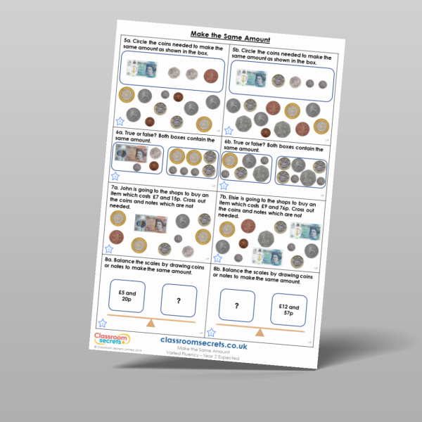 Year 2 Make The Same Amount Varied Fluency Resource | Classroom Secrets