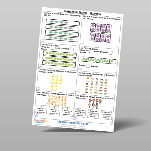 Year 1 Make Equal Groups Grouping Varied Fluency Resource | Classroom ...
