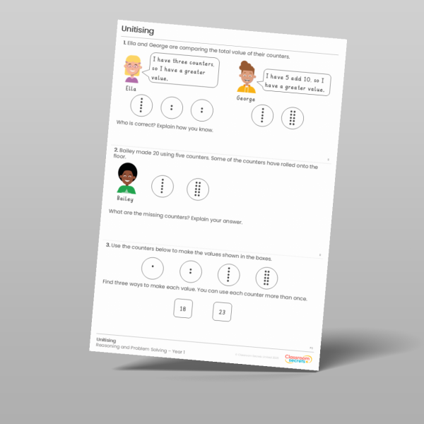 Year 1 Unitising Reasoning And Problem Solving 2 Resource | Classroom Secrets