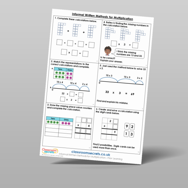 Year 4 Informal Written Methods For Multiplication Prior Learning Resource | Classroom Secrets