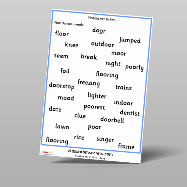 KS1 Finding Oor In Text Activity Resource | Classroom Secrets