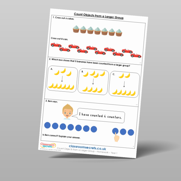 Year 1 Count Objects From A Larger Group Homework 2 Resource ...