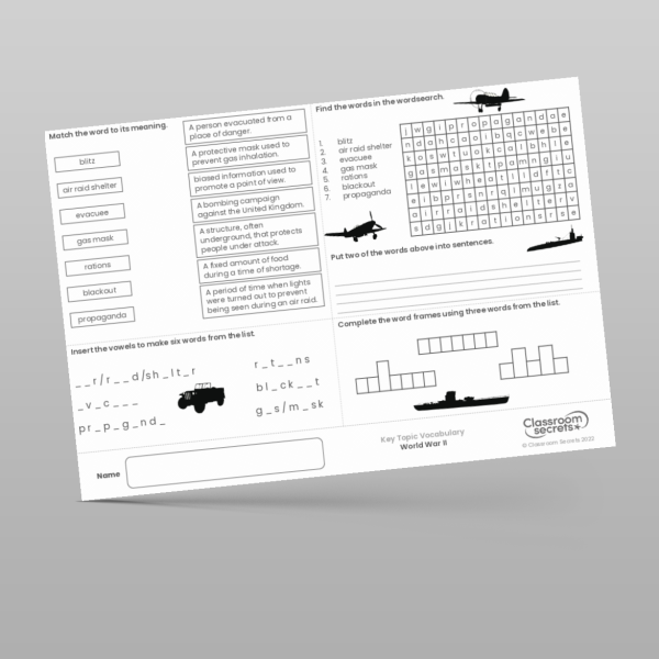 KS2 World War Ii Key Topic Vocabulary Resource | Classroom Secrets