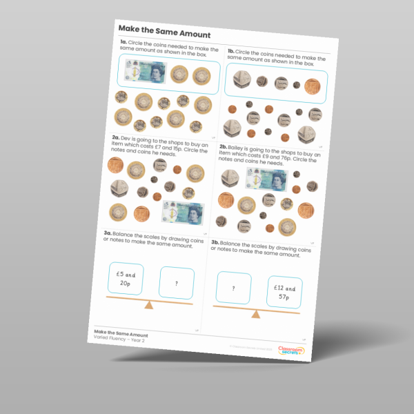 Year 2 Make The Same Amount Varied Fluency 2 Resource | Classroom Secrets