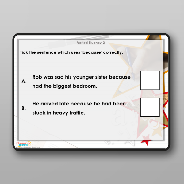 Year 2 Recognising Because And That Modelling Ppt 2 Resource Classroom Secrets