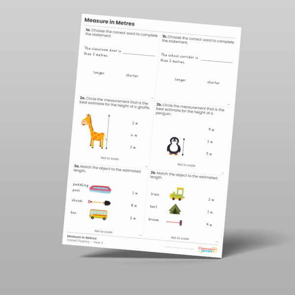 Year 2 Measure In Metres Varied Fluency 2 Resource | Classroom Secrets