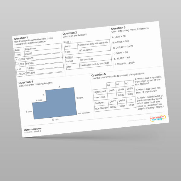 Year 6 Autumn Week 2 Maths In Minutes Resource | Classroom Secrets