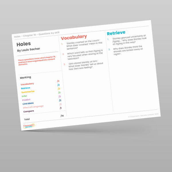 UKS2 Reading Skills Holes Chapter 16 Resource | Classroom Secrets