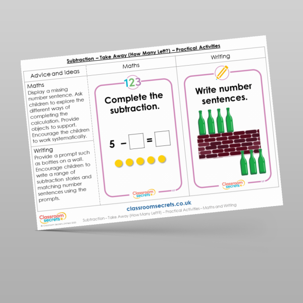 Year 1 Subtraction Take Away How Many Left Practical Activities ...