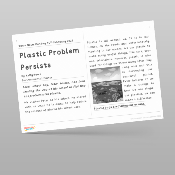 Year 2 Reading Skills Plastic Problem Persists Resource | Classroom Secrets