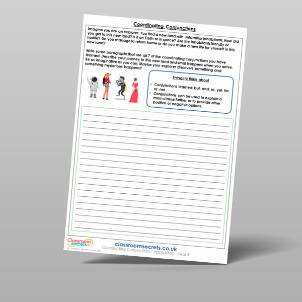 Year 3 Coordinating Conjunctions Application Resource | Classroom Secrets