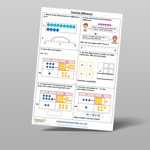 Year 2 Find The Difference Prior Learning Resource | Classroom Secrets