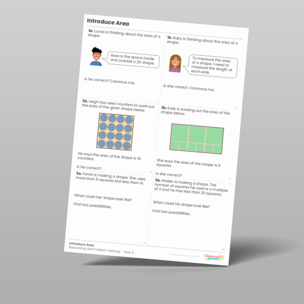 Year 4 Introduce Area Reasoning And Problem Solving Resource ...