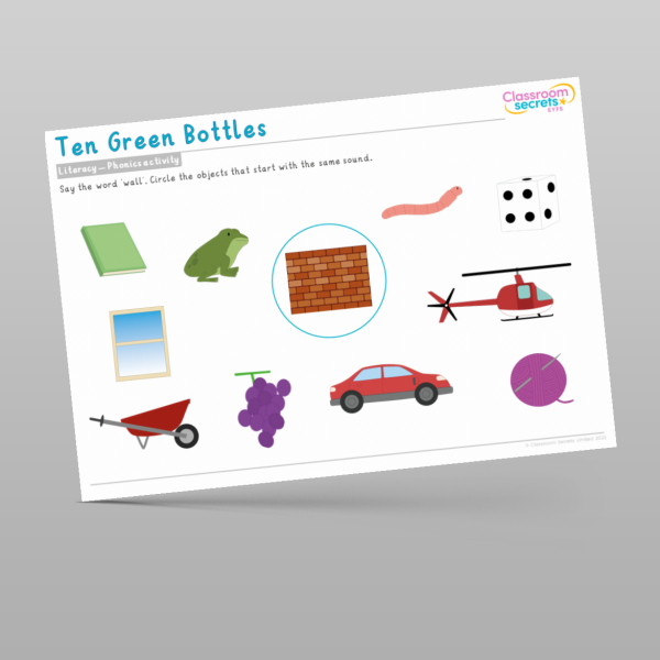 Eyfs Ten Green Bottles Phonics Activity Resource | Classroom Secrets